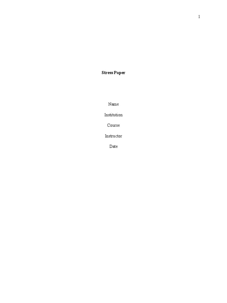 Stress Paper | PDF | Stress (Biology) | Emotions