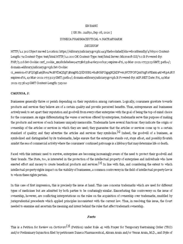 ZUNECA PHARMACEUTICAL v. NATRAPHARM | PDF | Trademark | Ownership