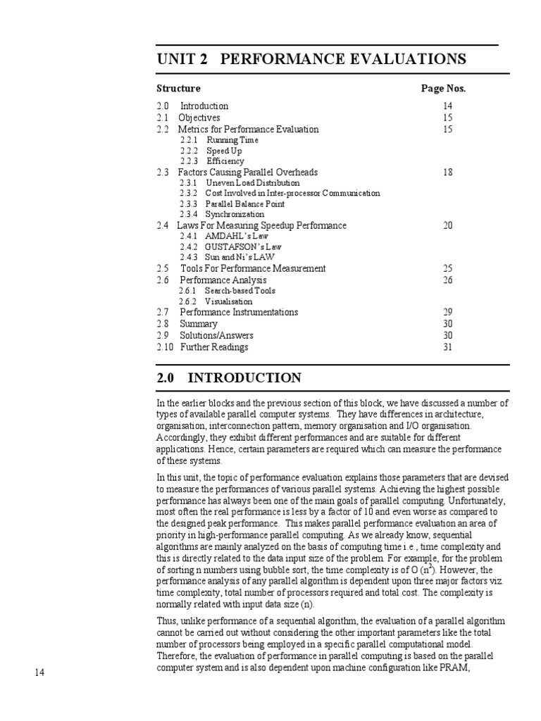 Unit 2 Performance Evaluations: Structure Nos | PDF | Parallel Computing | Time Complexity