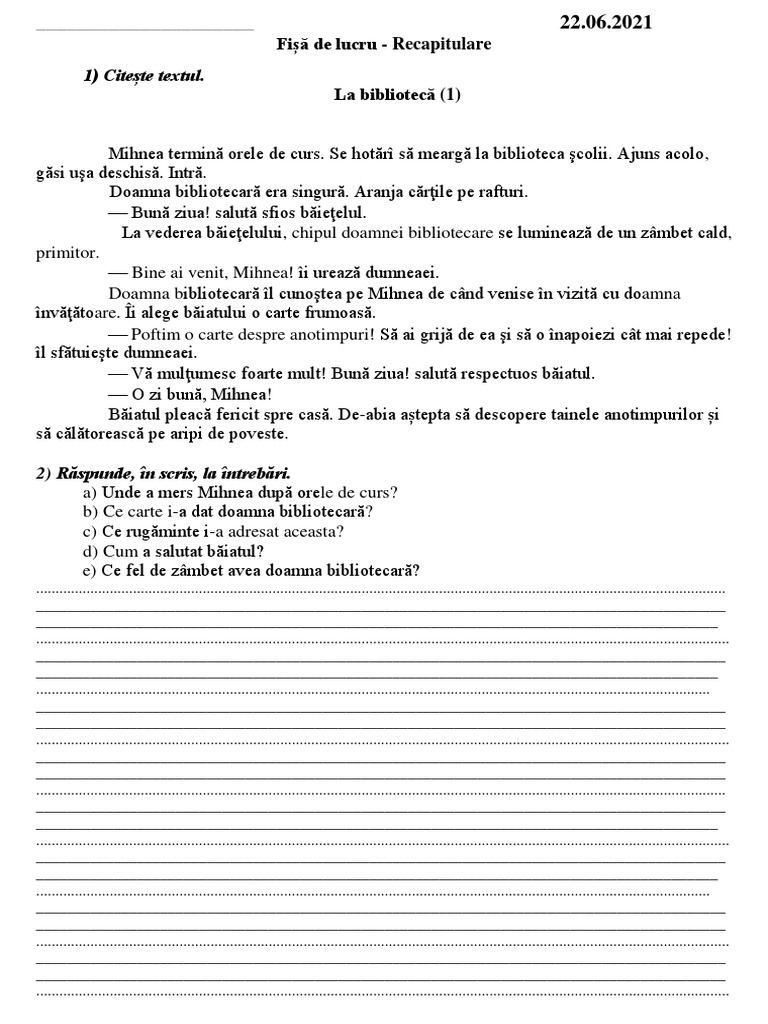 Fisa de Lucru - CLR - 22 Iunie | PDF