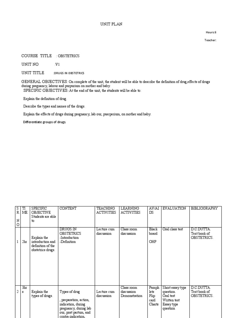 Unit Plan: Hours:6 Teacher | PDF | Dose (Biochemistry) | Chemistry