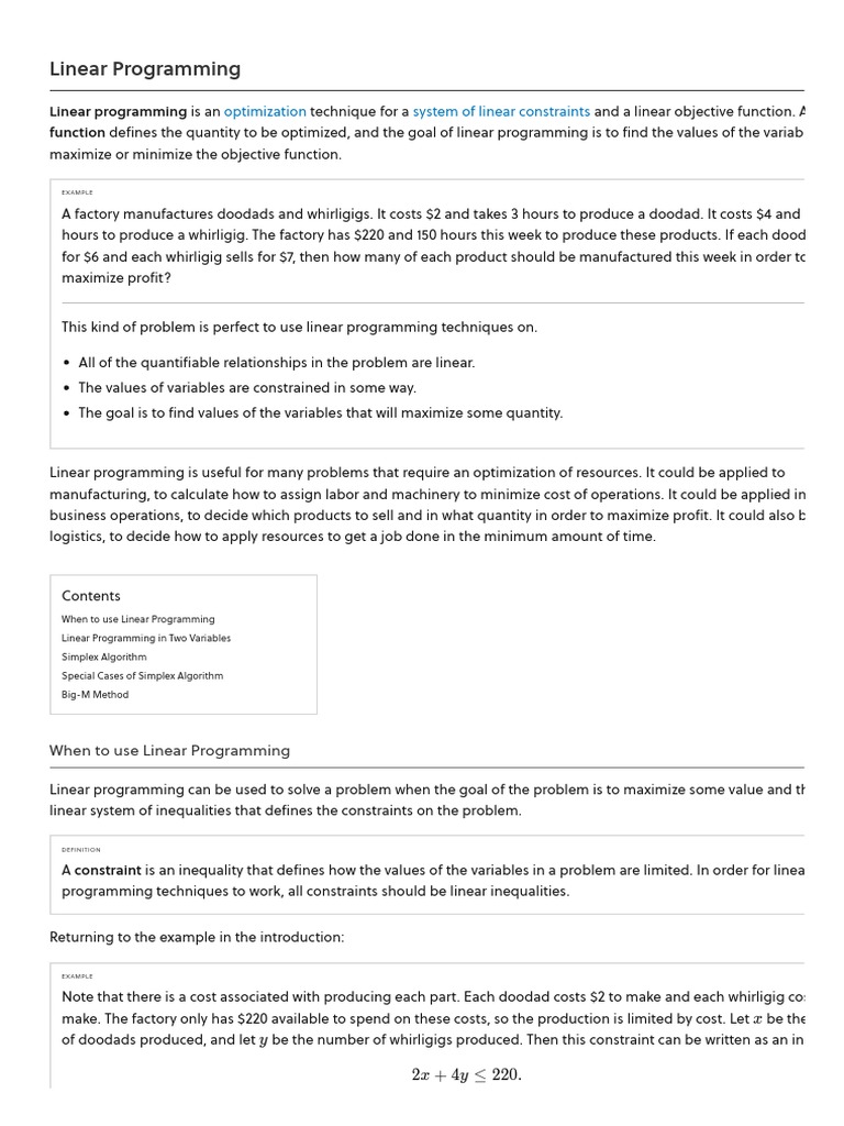 Linear Programming - Brilliant Math & Science Wiki | PDF | Linear ...