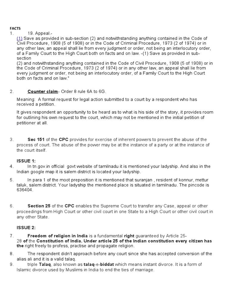 Counter Claim - Order 8 Rule 6A To 6G.: Facts | PDF | Appeal | Public Law