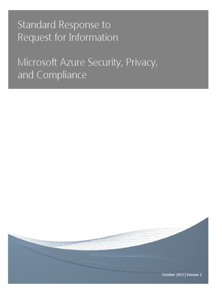 Standard Response To Request For Information Microsoft Azure Security ...