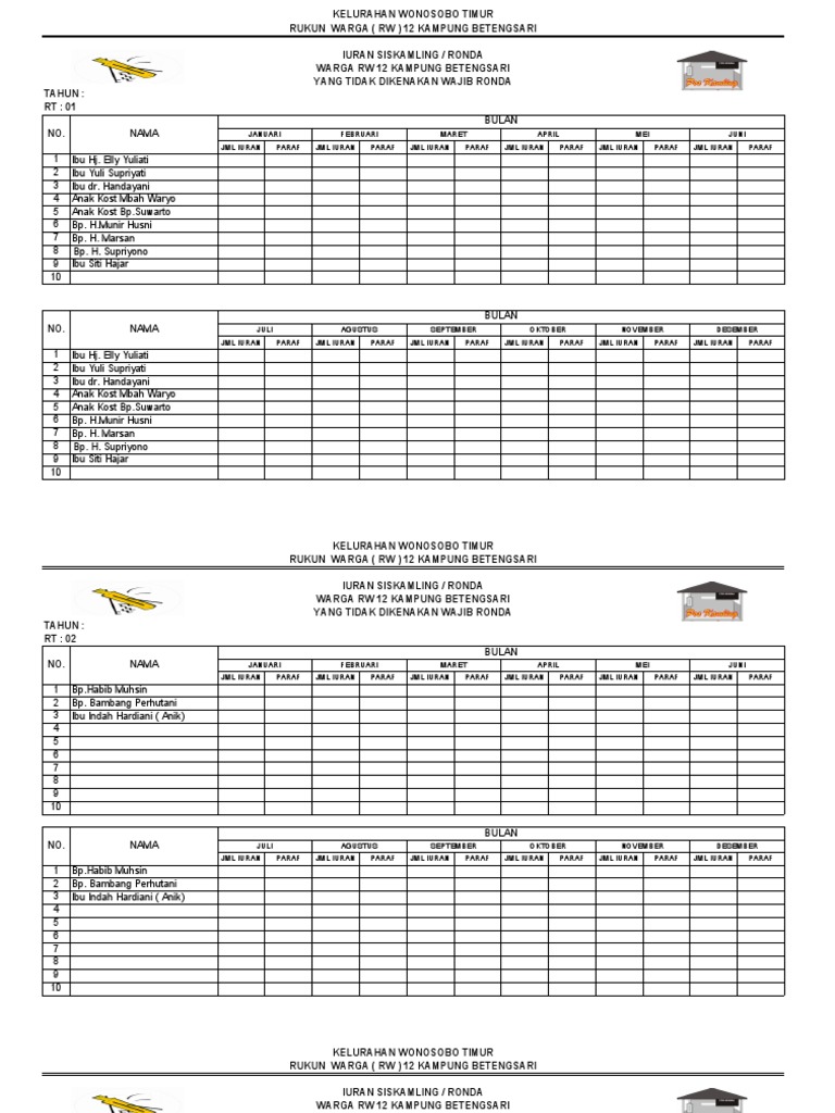 Form Iuran Ronda | PDF