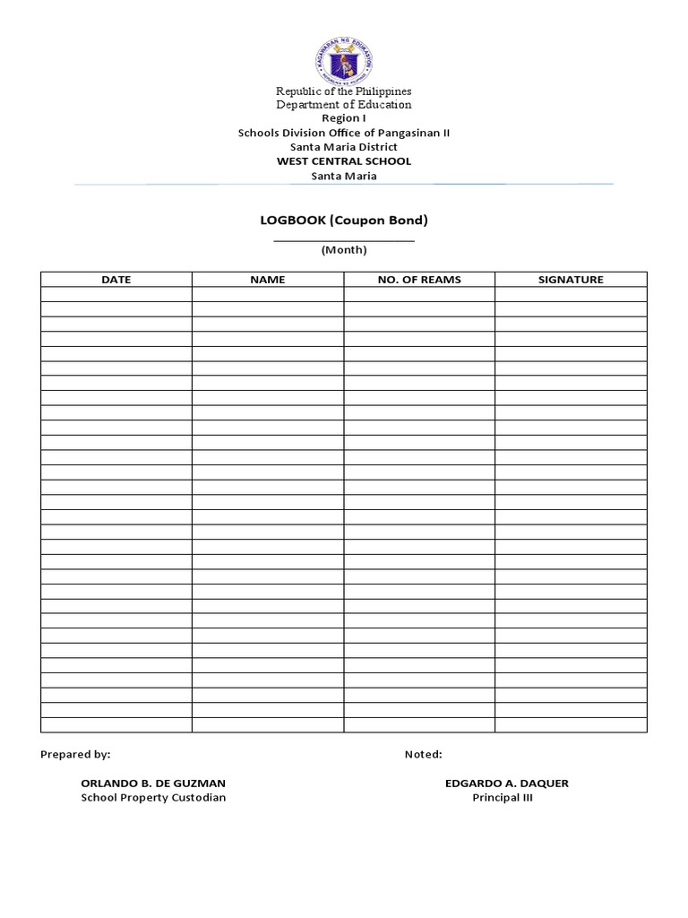 Logbook (Bond Paper) | PDF