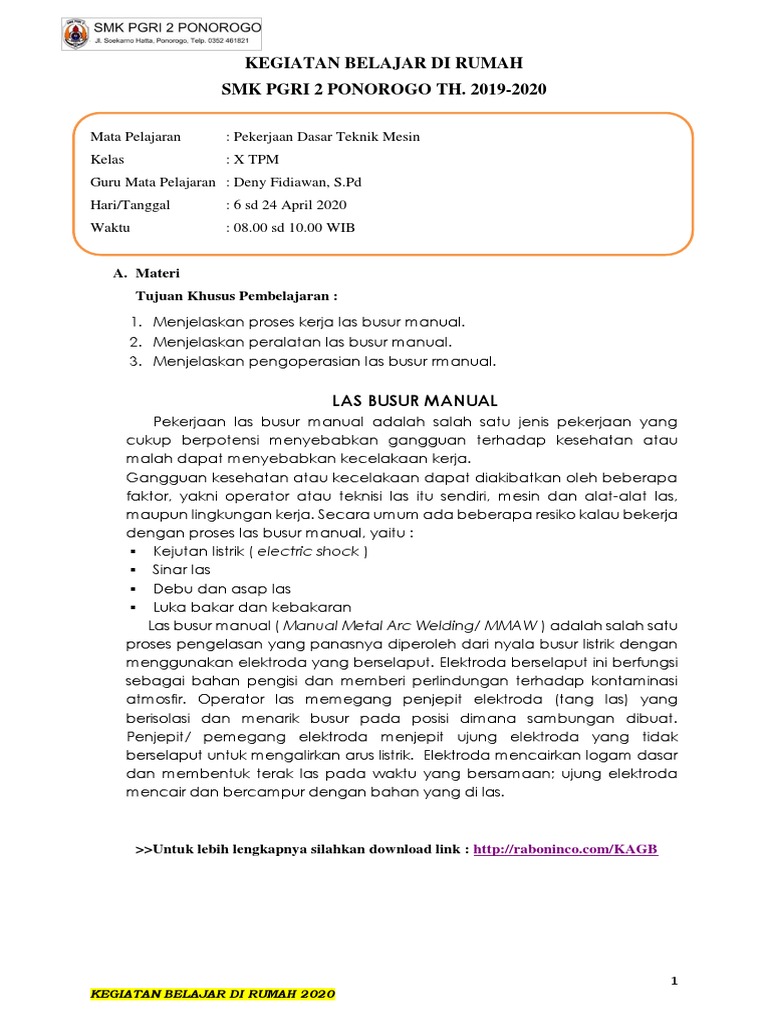 Materi Daring PDTM Pengelasan X TPM | PDF | Sains & Matematika | Teknologi & Rekayasa