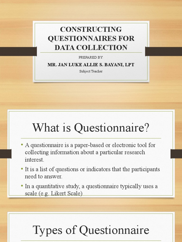 Constructing Questionnaires For Data Collection | PDF | Questionnaire ...