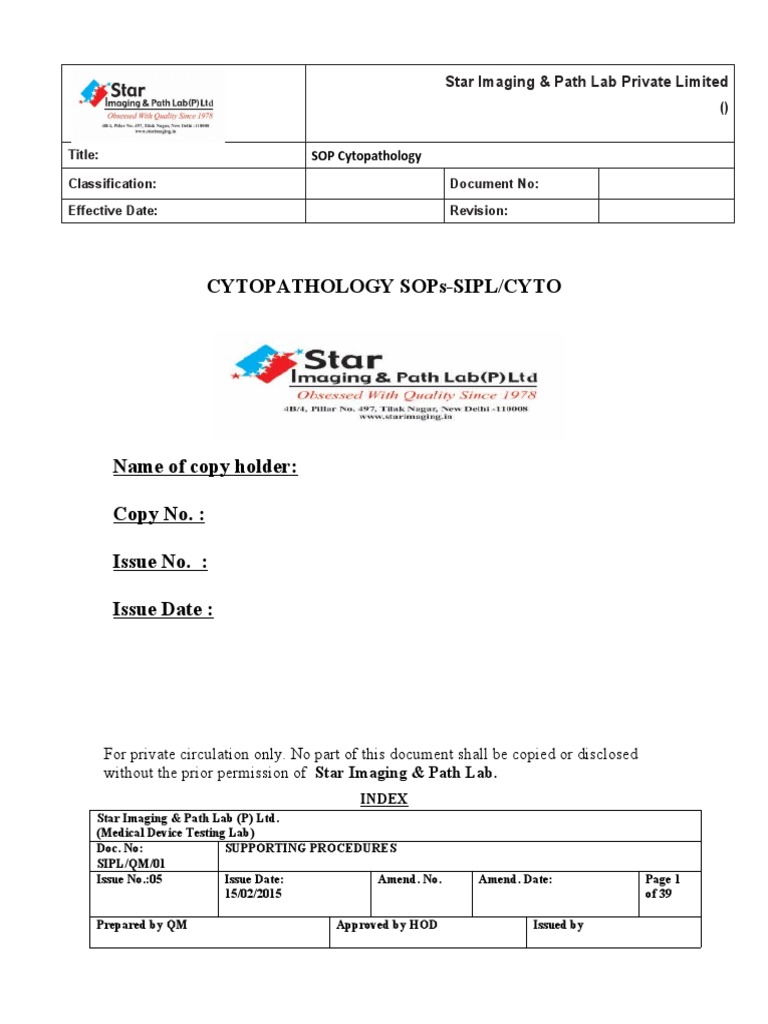 SOP CYTO Updated | Download Free PDF | Cytopathology | Histology
