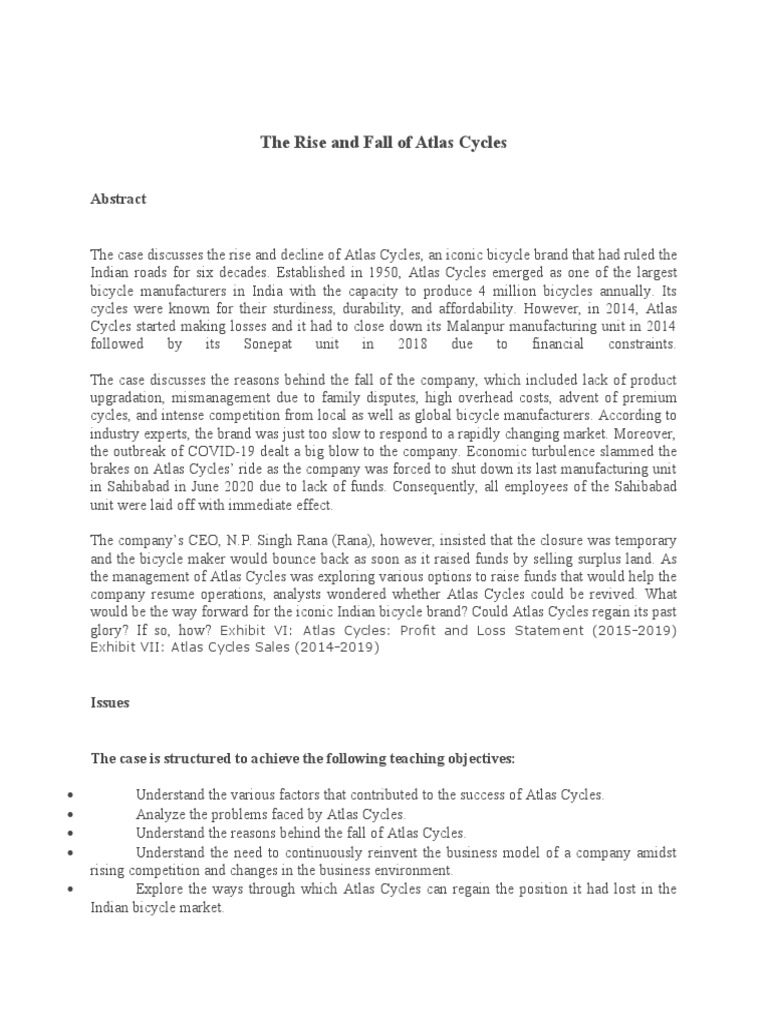 The Rise and Fall of Atlas Cycles | Download Free PDF | Business ...