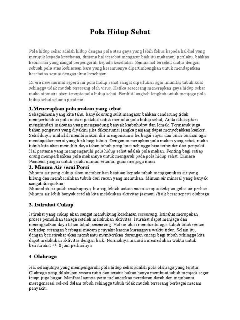 Artikel Pola Hidup Sehat | PDF