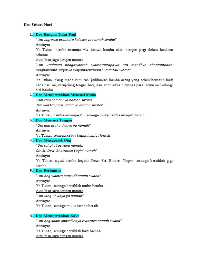 Doa Hindu Sehari-Hari | PDF