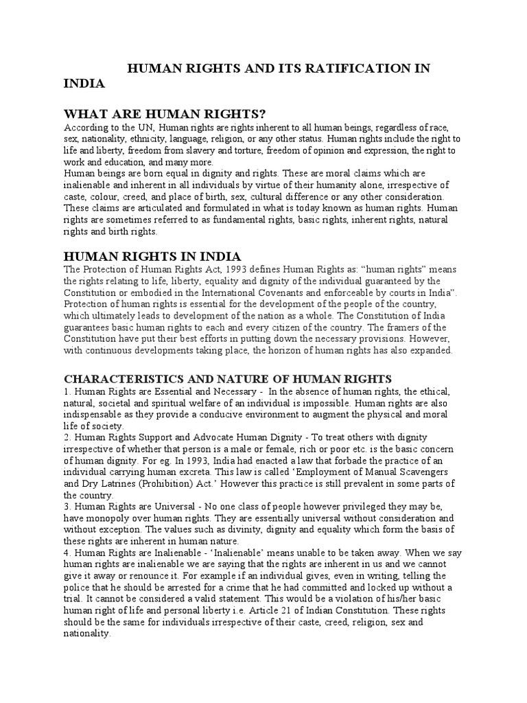 Human Rights and Its Ratification in India What Are Human Rights? | PDF ...