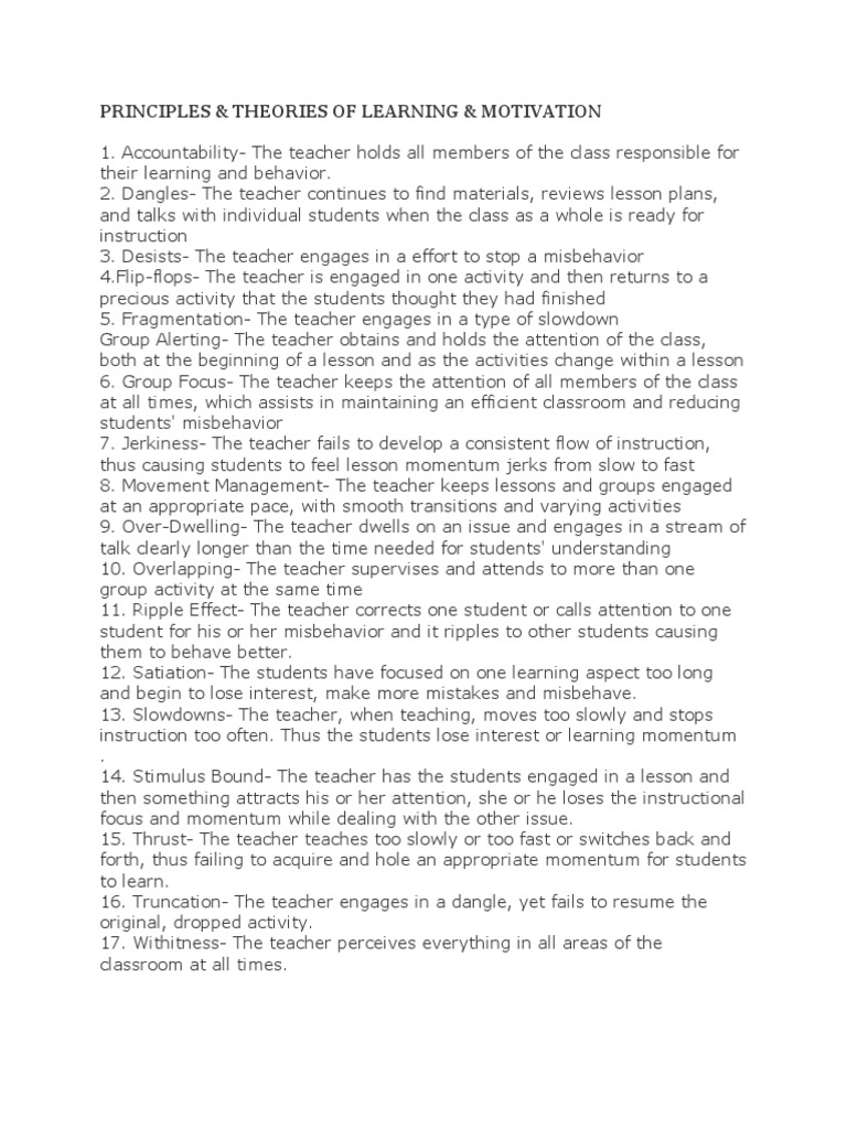 Principles & Theories of Learning | PDF | Pedagogy | Teachers