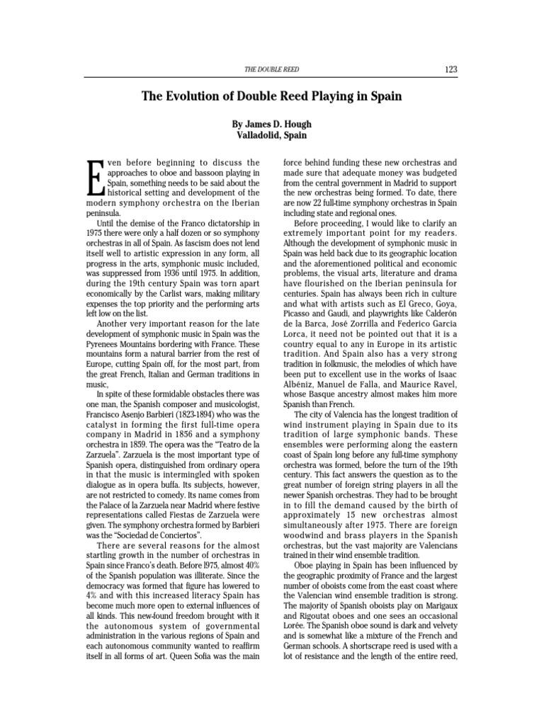 HOUG, James. The Evolution of Double Reed Playing in Spain | PDF ...