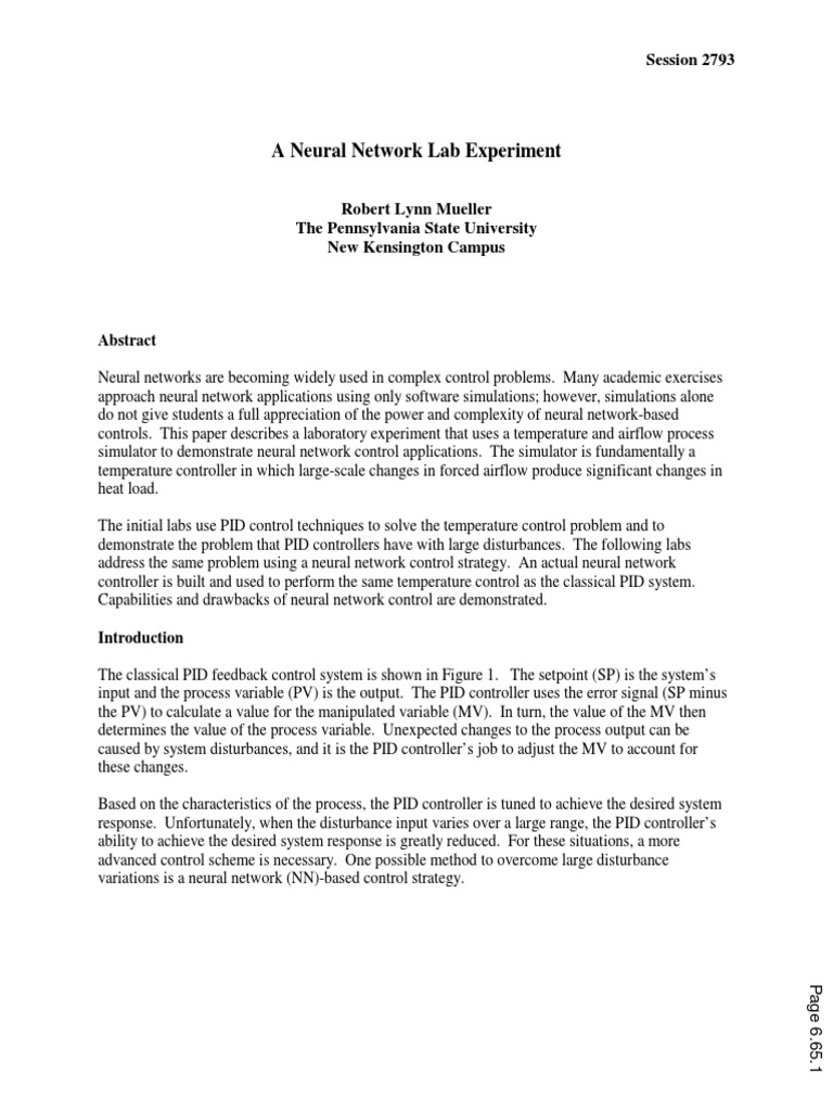 A Neural Network Lab Experiment | PDF | Control Theory | Artificial ...