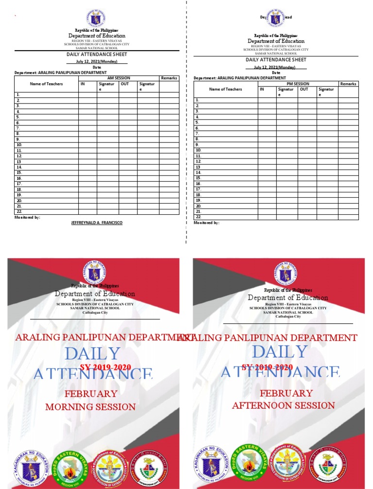 Daily Attendance Sheet | PDF | Public Administration | Government