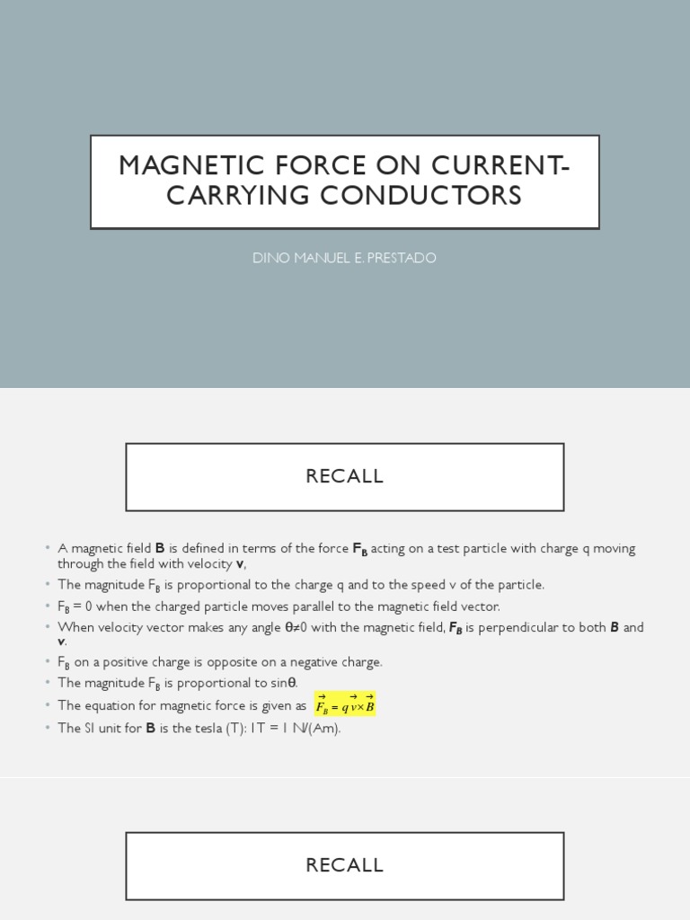 Magnetic Force On Current-Carrying Conductors | PDF | Magnetic Field ...