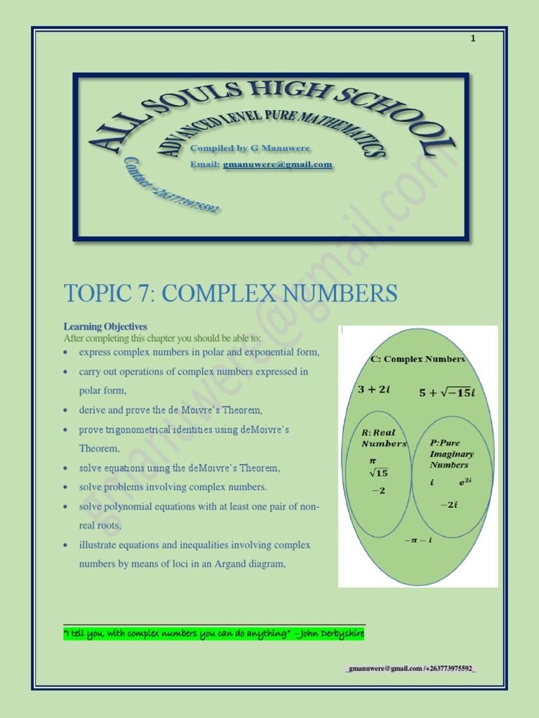 Complex Numbers 2 Pdf Complex Number Trigonometric Functions