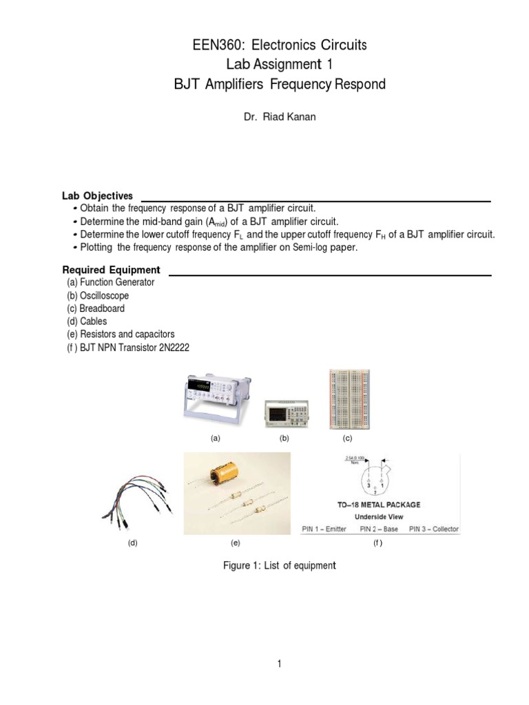 BJT Amplifier Lab Assignment Guide | PDF | Amplifier | Bipolar Junction ...