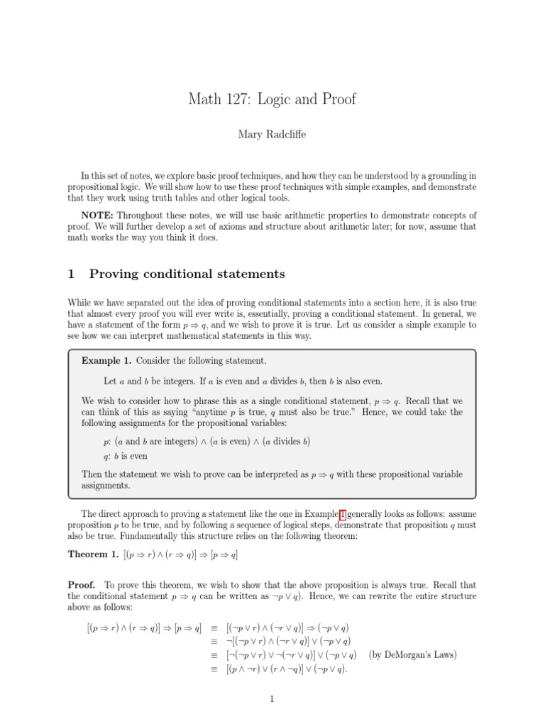 Logic and Proof | PDF | Mathematical Proof | If And Only If