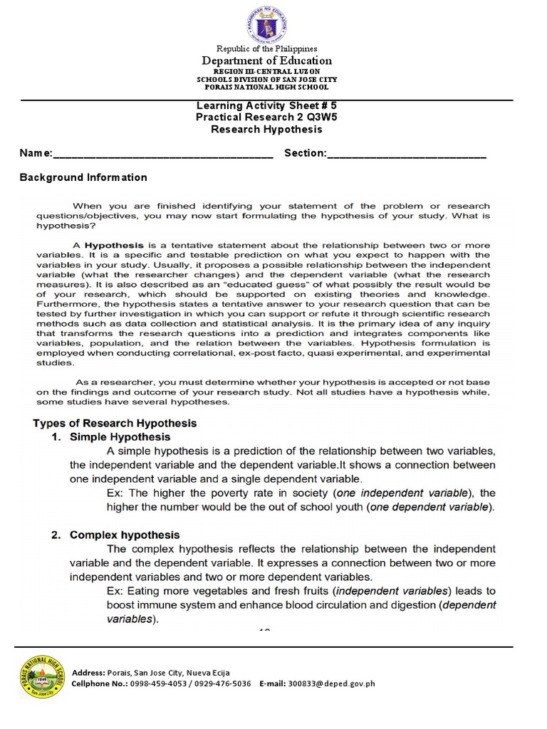 Las Pr2 q3w5 | PDF | Hypothesis | Experiment