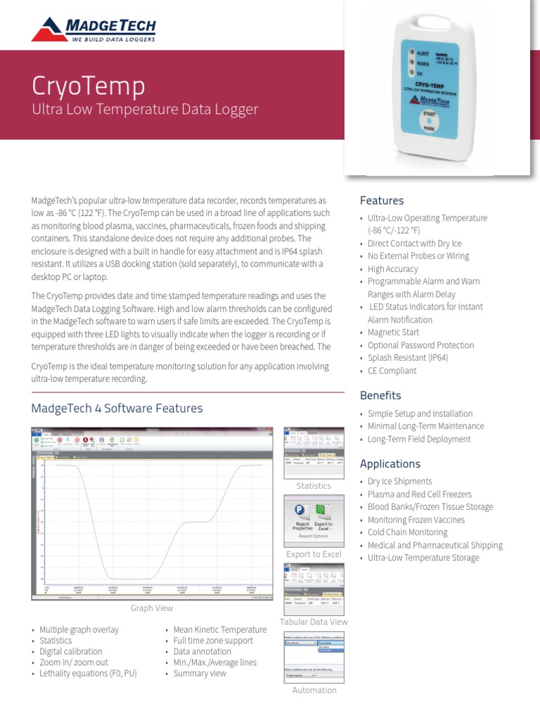 Cryotemp Ultra Low Temperature Data Logger Pdf Calibration Usb