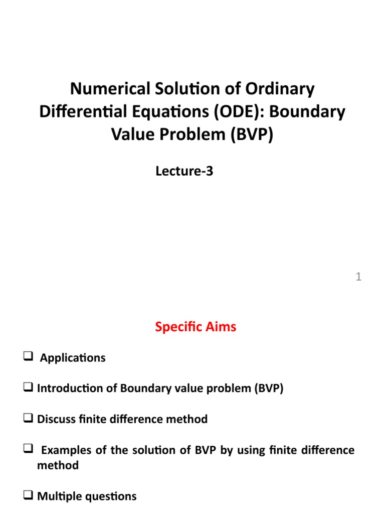 Numerical Solution of Ordinary Differential Equations (ODE) : Boundary Value Problem (BVP) | PDF ...
