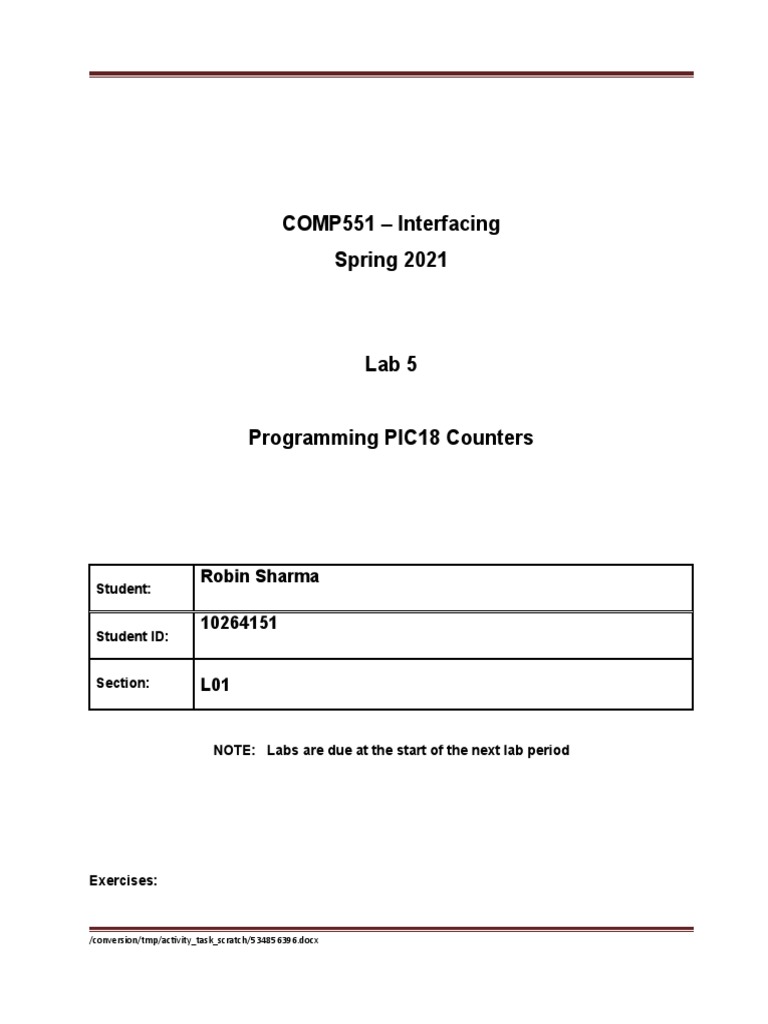 COMP551 Lab 5 Programming PIC18 Counters | PDF | Digital Electronics | Computer Engineering