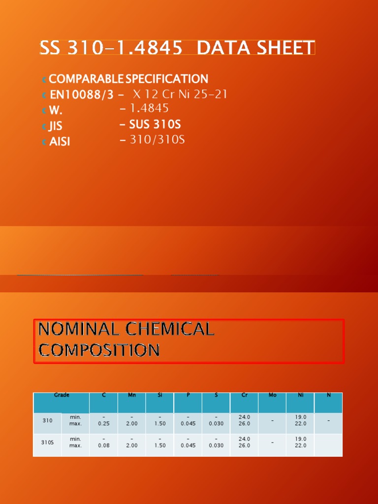 Stainless Steel 310/310S Specifications | PDF | Heat Treating ...