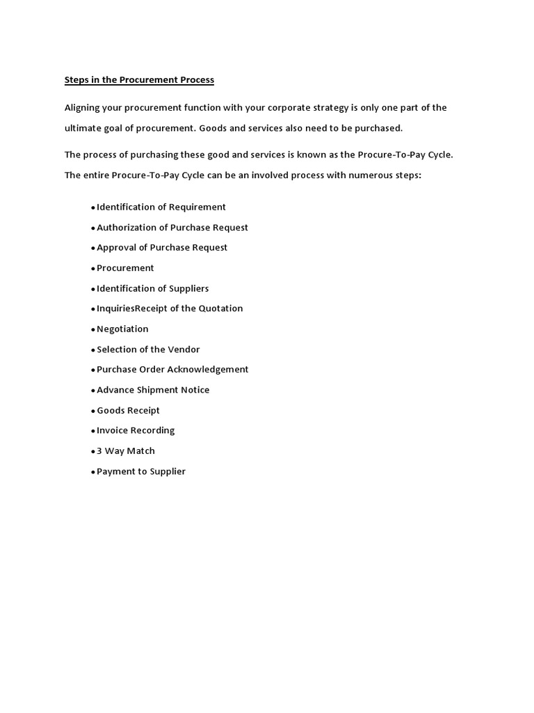 Steps in The Procurement Process | PDF