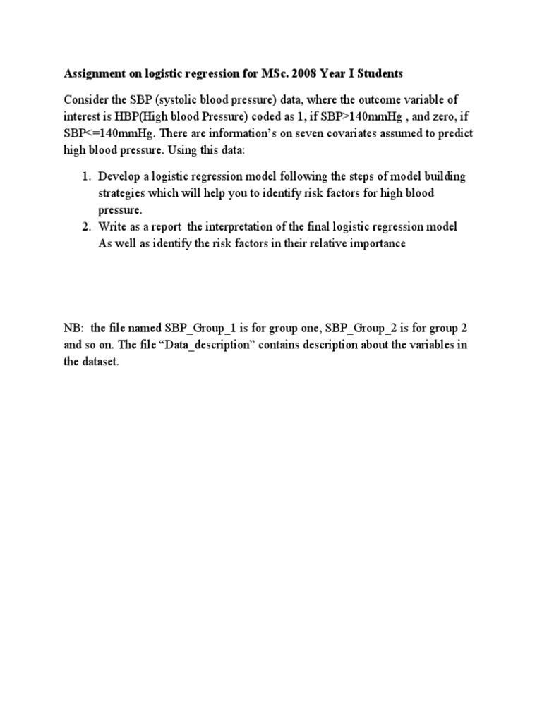 Assignment Logistic Regression | PDF Assignment Logistic Regression | PDF