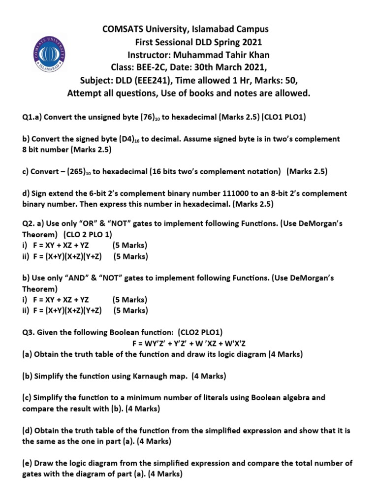 DLD 1st Sessional Exam. | PDF