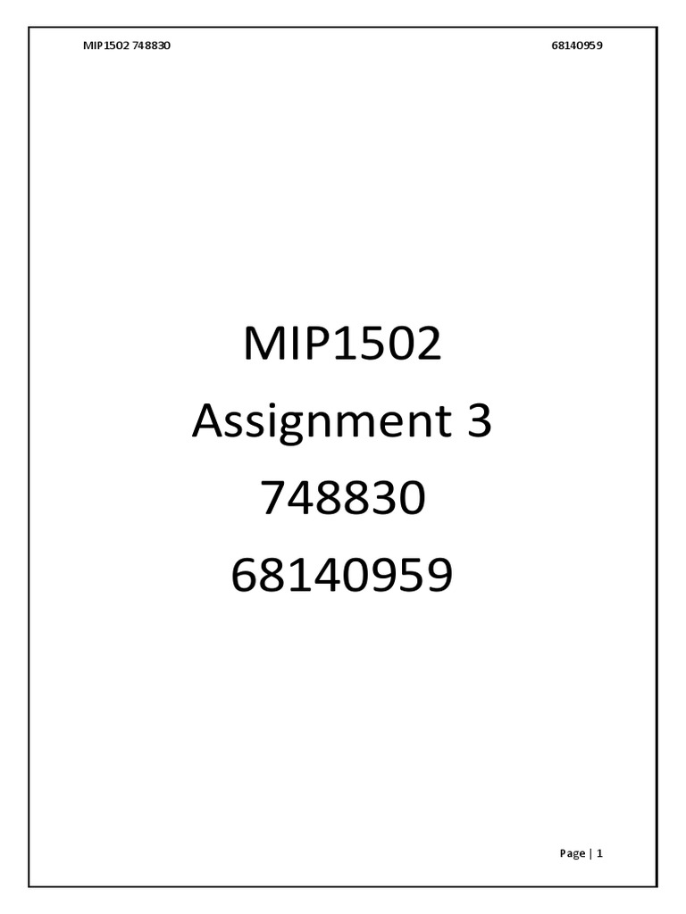MIP 1502 Assignment 3 | PDF | Pattern | Numbers