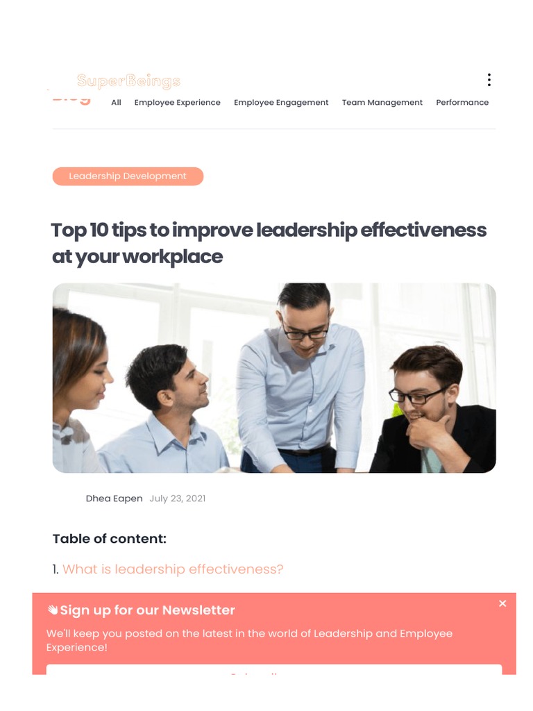Top 10 Tips To Improve Leadership Effectiveness at Your Workplace | PDF ...