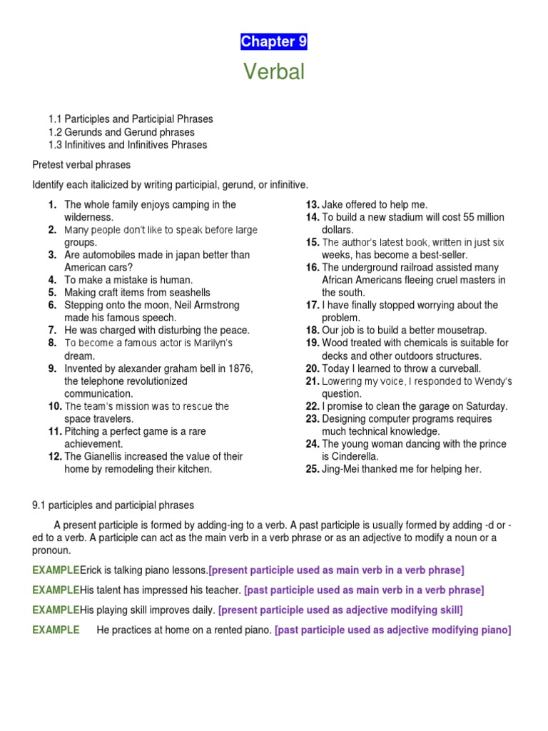 Verbal: Example Example Example Example | PDF | Verb | Adjective
