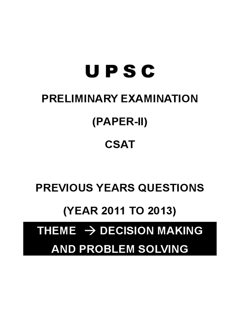 Decision Making and Problem Solving (UPSC Previous Years' Questions ...
