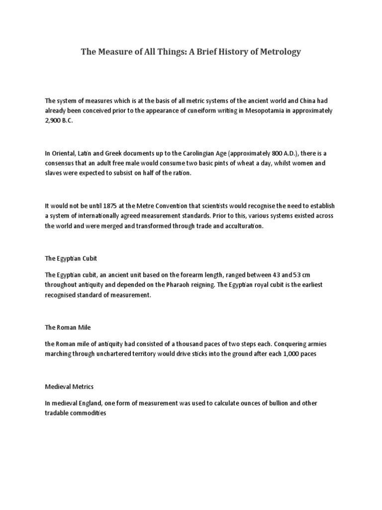 The Measure of All Things: A Brief History of Metrology | PDF ...