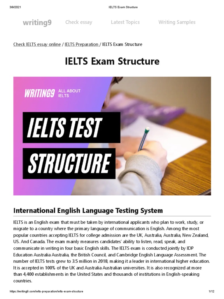 IELTS Exam Structure | PDF | International English Language Testing ...