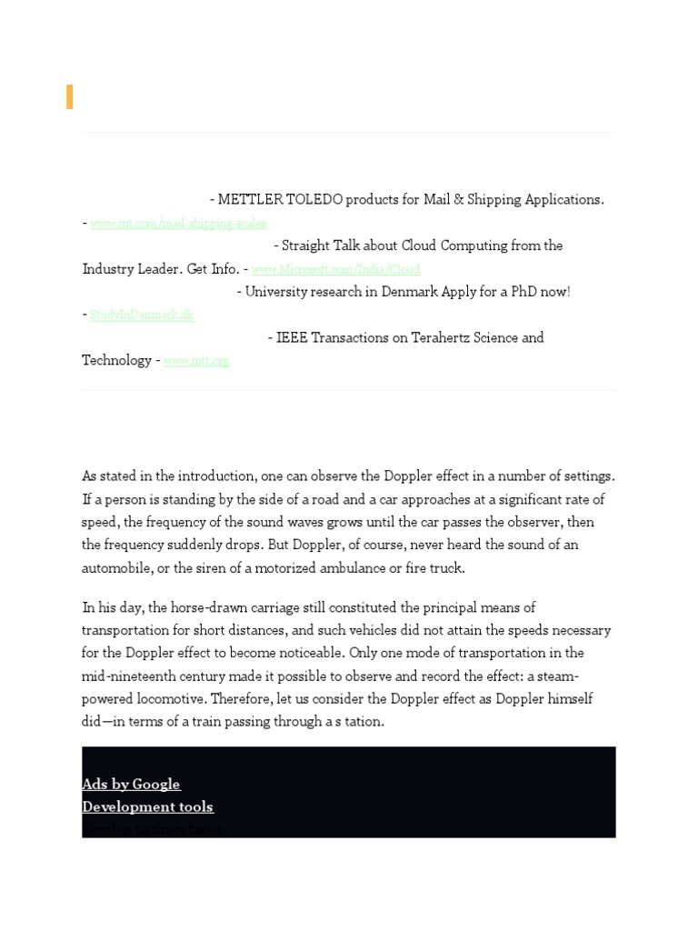 Doppler Effect - Real-Life Applications | PDF | Doppler Effect | Radar