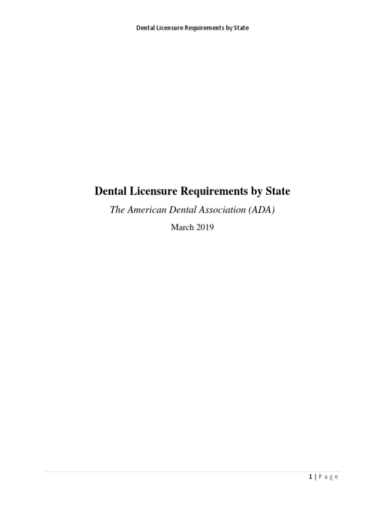Dental Licensure Requirements by State | PDF | Dental Degree | Dental ...