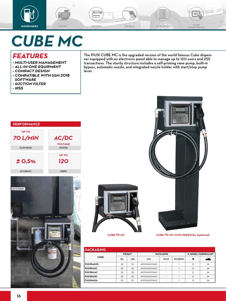 Piusi Cube mc70 Fuel Transfer Management System Ac DC | PDF | Pump ...
