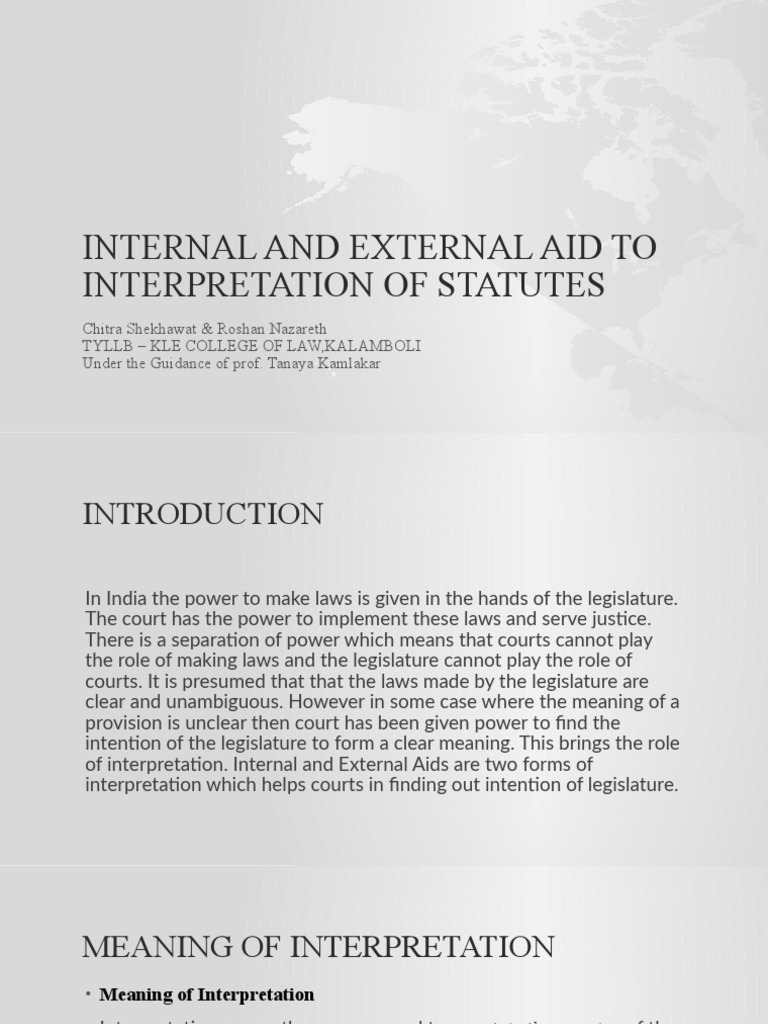 Internal and External Aid To Interpretation of Statutes | PDF | Bill ...