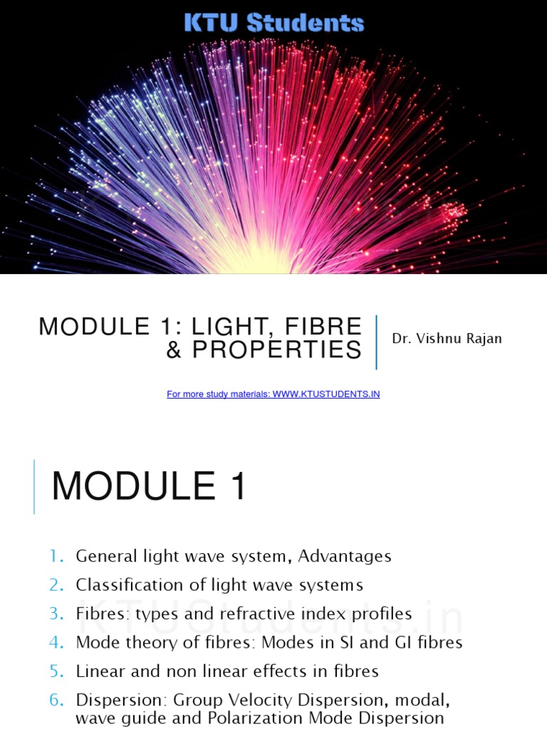EC405 M1 Optical Communication Ktustudents - in | PDF | Optical Fiber | Dispersion (Optics)