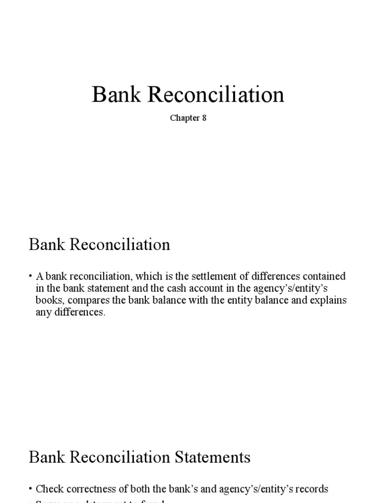 Chapter 8 Bank Reconciliation Pdf Deposit Account Revenue