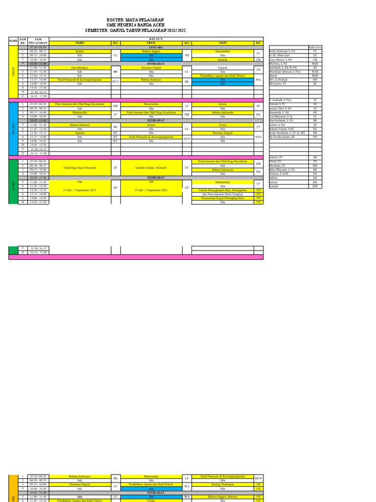 Roster PBM Semester Ganjil 2021-2022 | PDF