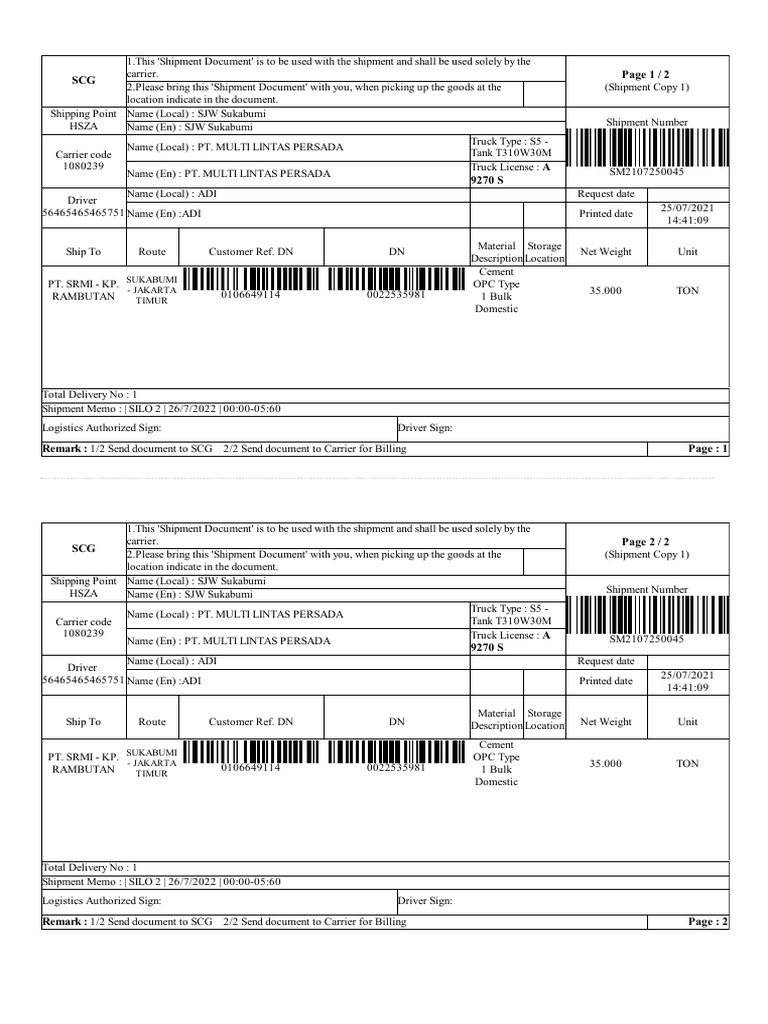 Contoh Surat Pemuatan Barang | Download Free PDF | Freight Transport ...