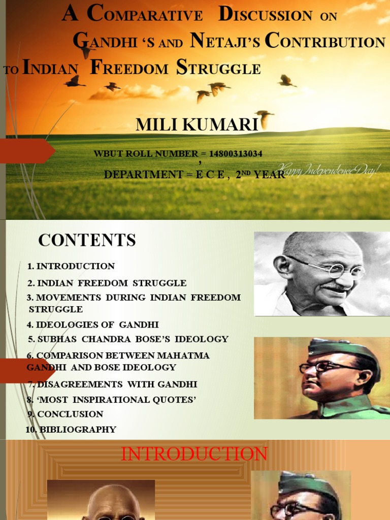 COMPARISON BETWEEN GANDHI JI AND NETAJ....... Mmmmmi...... MILI | PDF ...