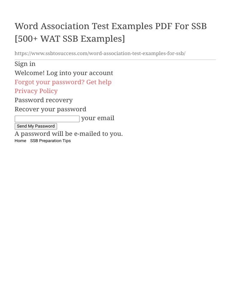 Word Association Test Examples PDF For SSB (500+ W+ | PDF | Mahatma ...