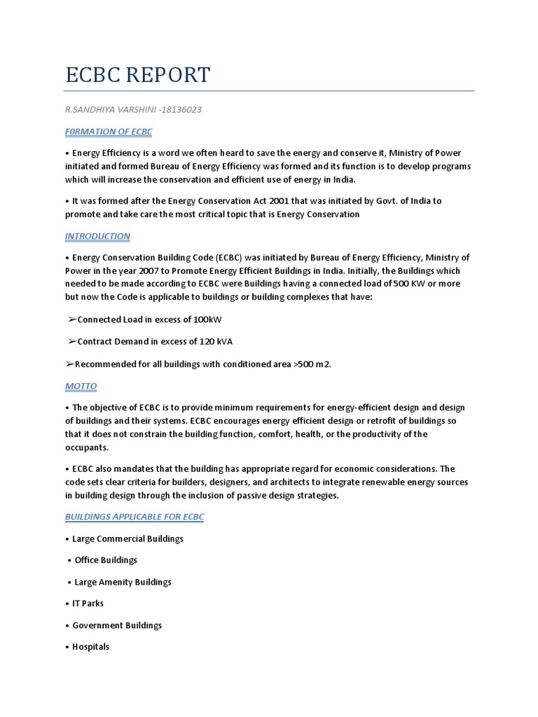 ECBC Report Details Energy Efficiency Building Code | PDF | Energy ...